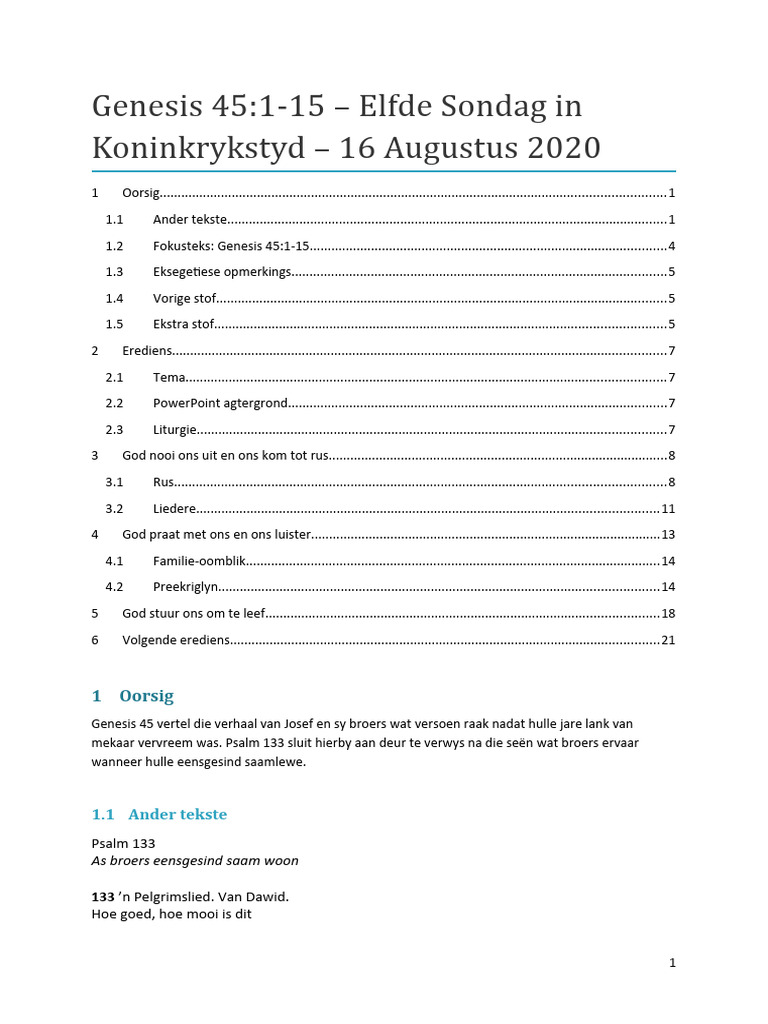 Genesis 45 - 1-15 | PDF
