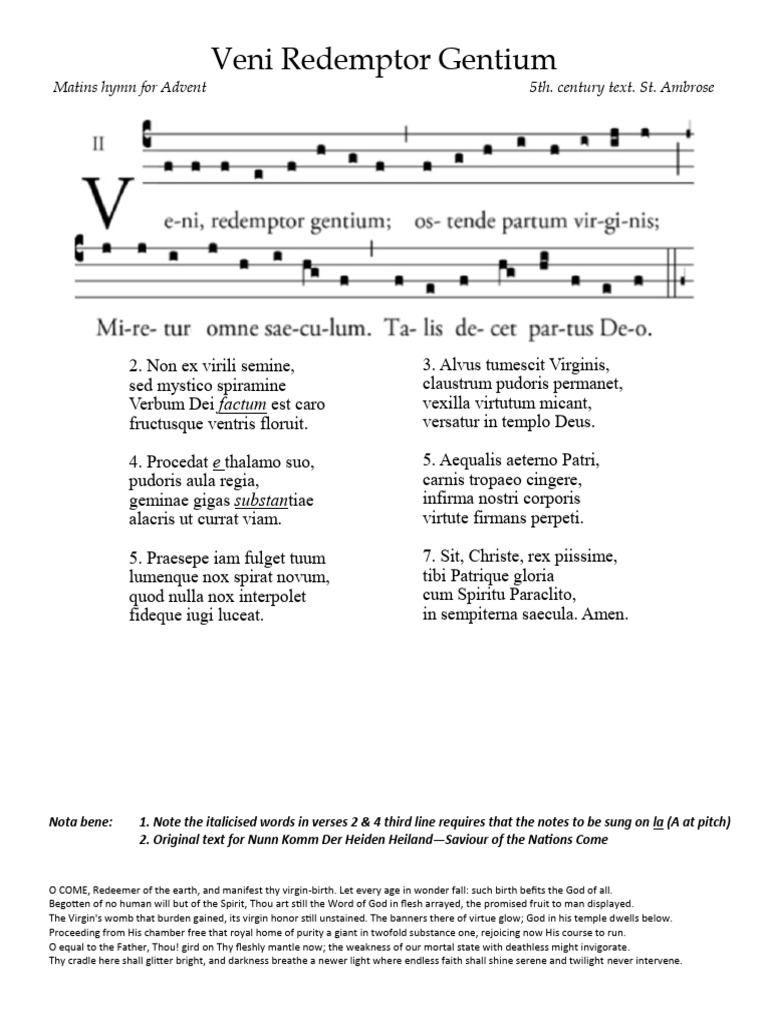 Veni Redemptor Gentium | PDF | Christian Worship And Liturgy