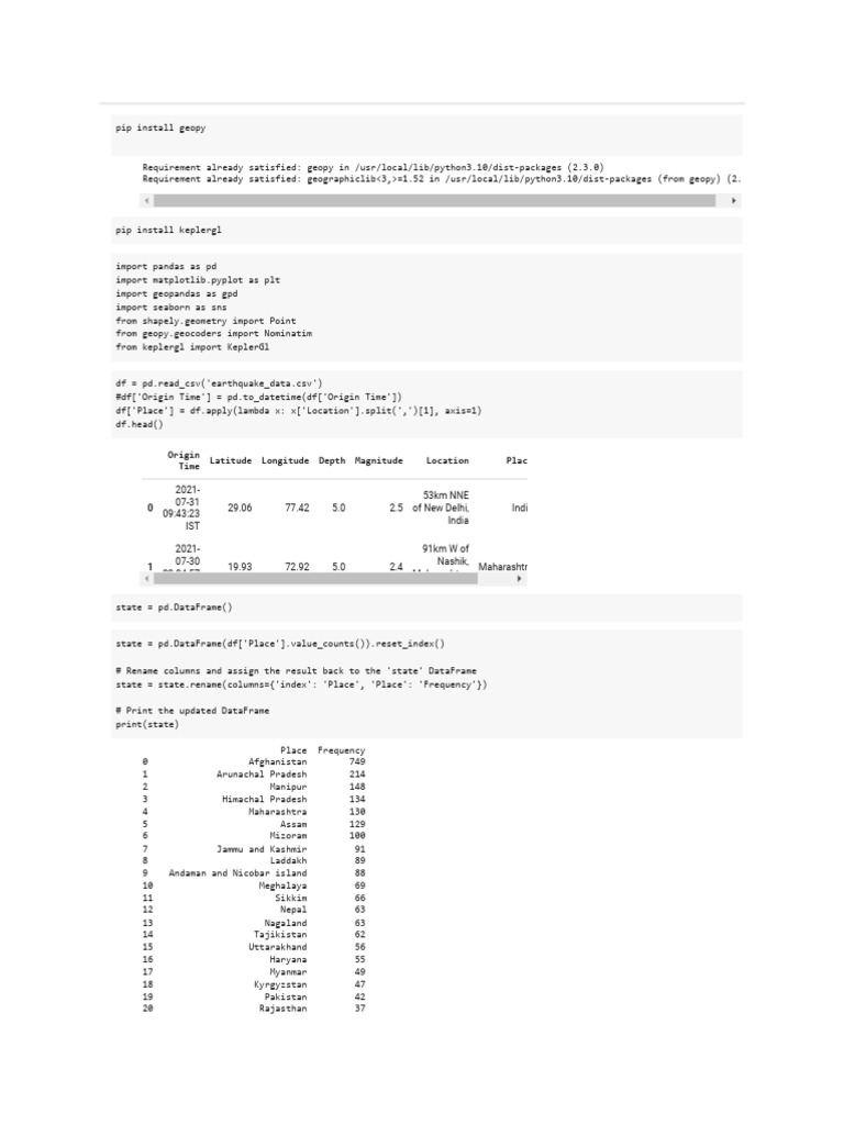 Earthquake Data Analysis | PDF | Cartography | Geodesy