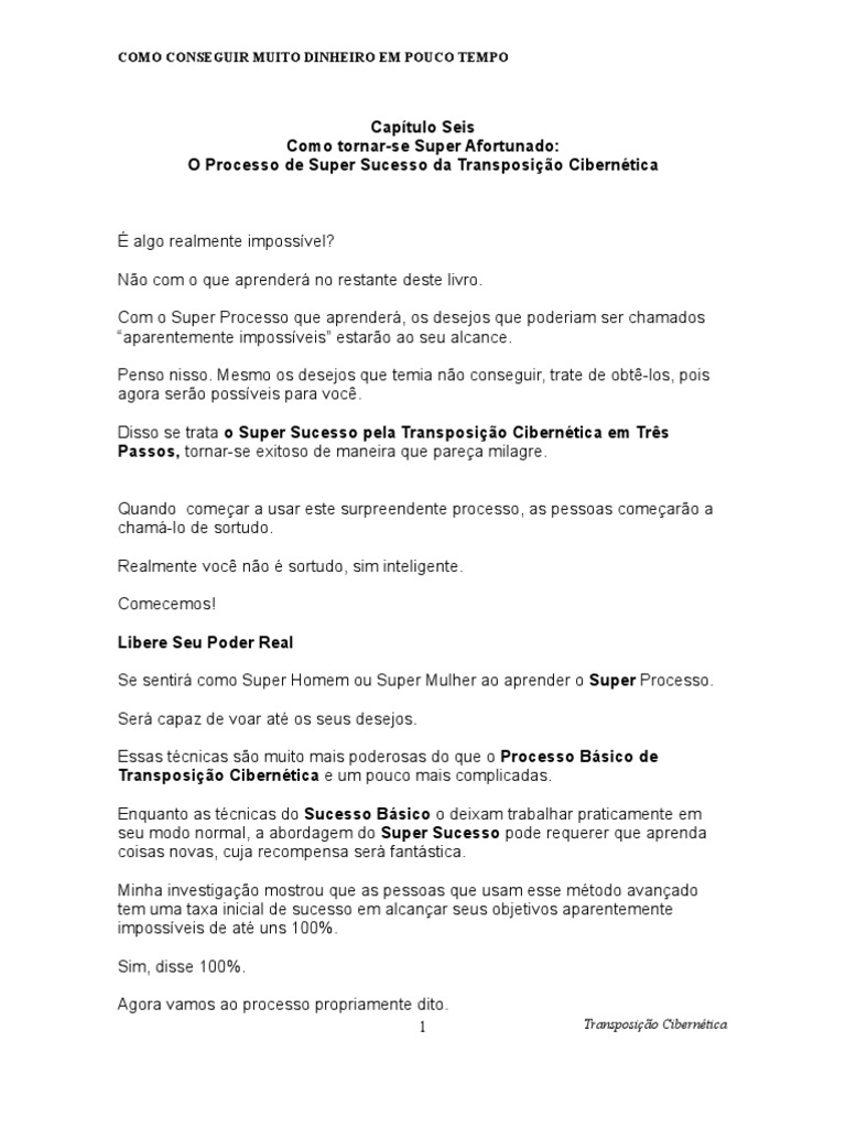 Como Conseguir Muito Dinheiro Rapidamente - Capítulo Seis - Stuart ...