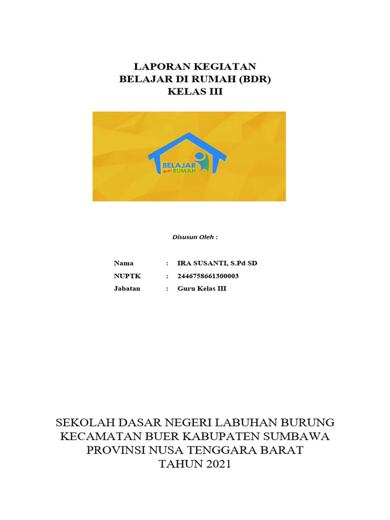 LAPORAN Kegiatan BDR KELAS III SDN LABUHAN BURUNG | PDF