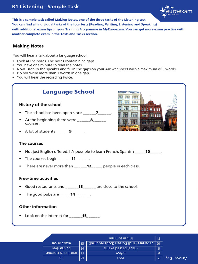 B1 Listening Test: Note-Making Task | PDF