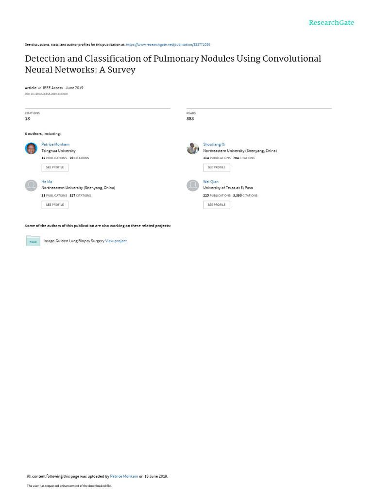 Detection And Classification Of Pulmonary Nodules Pdf Deep Learning