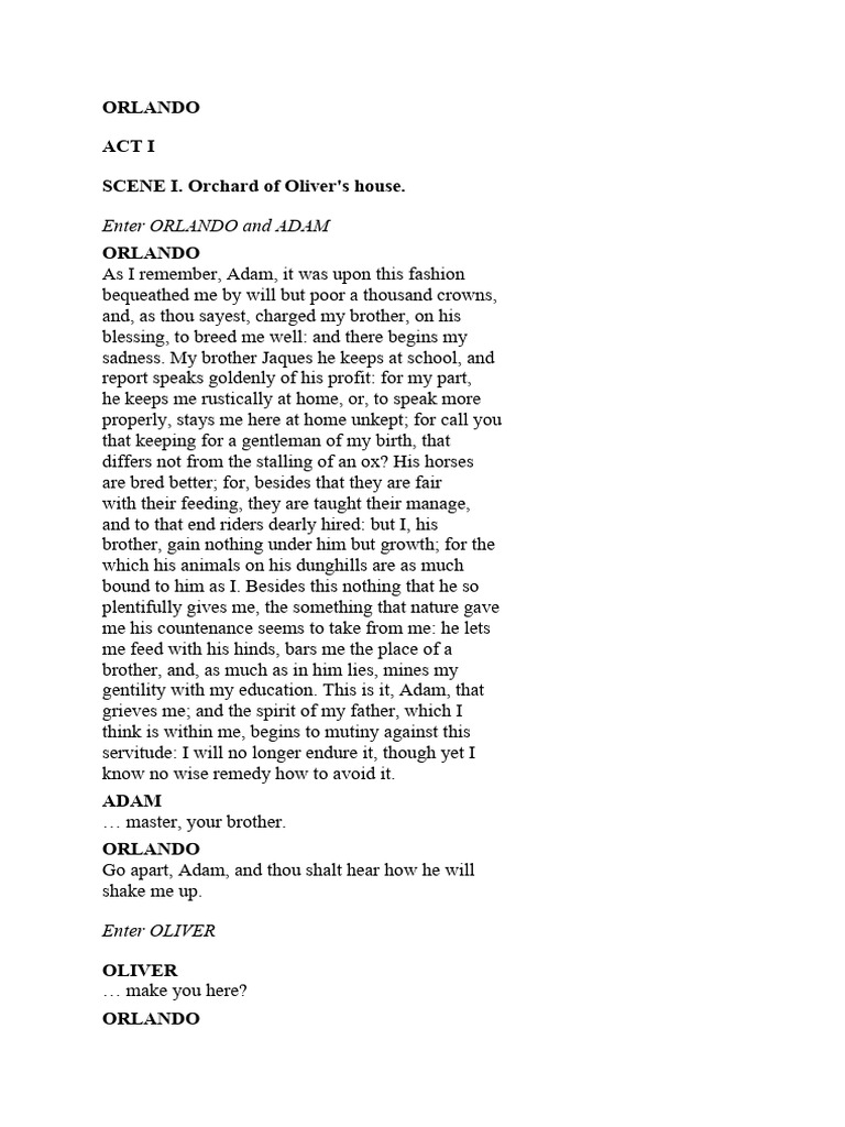 As You Like It - full play - Orlando | PDF
