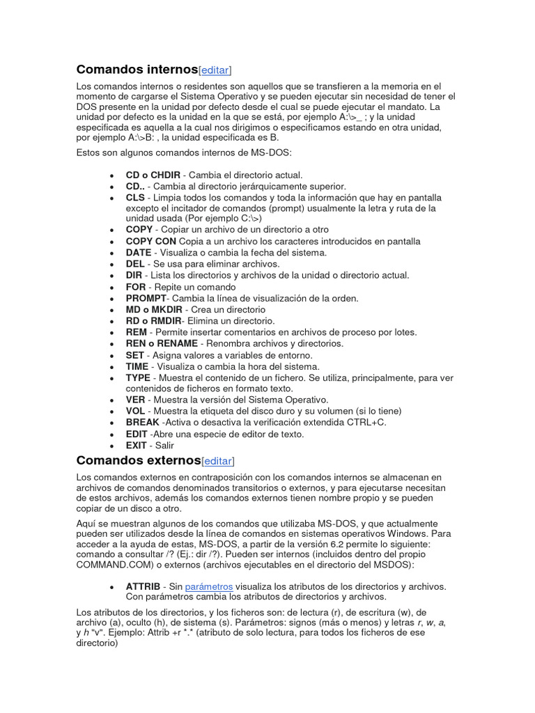 Comandos Internos Shell | PDF | Archivo de computadora | Familias de sistemas operativos