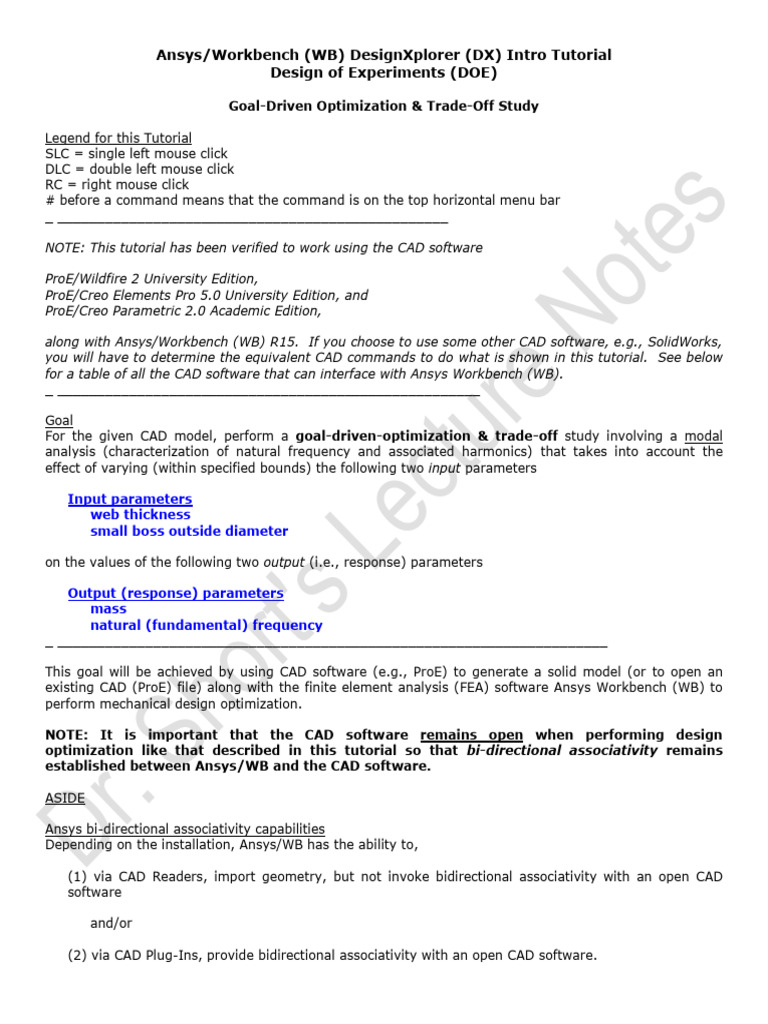 CAD & FEA Optimization Tutorial | PDF | Parameter (Computer Programming) | Computer Aided Design