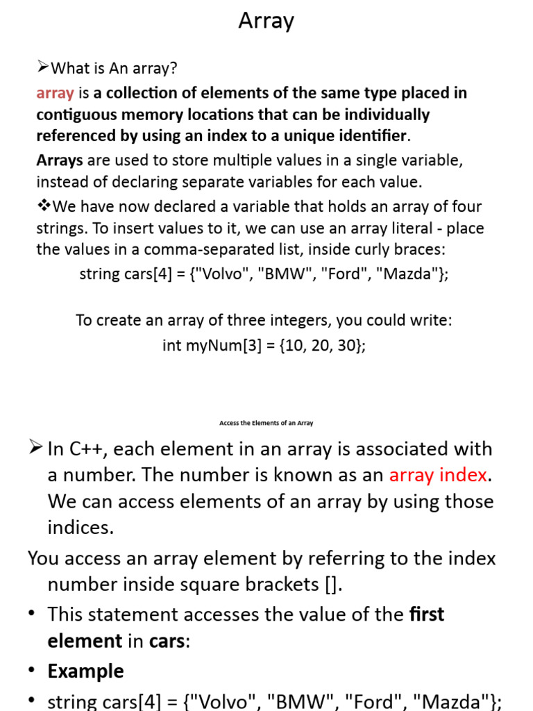 chapter one array | PDF | Computer Data | Computer Science
