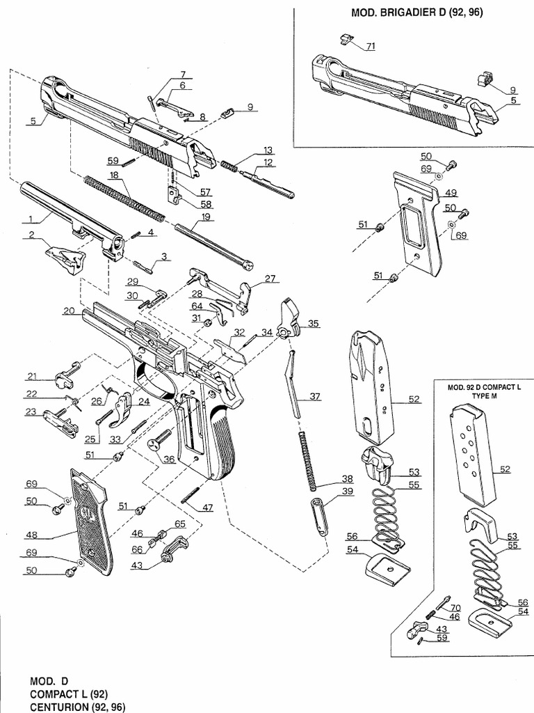Beretta 92 Diagrams All Parts Numbers and Names | PDF