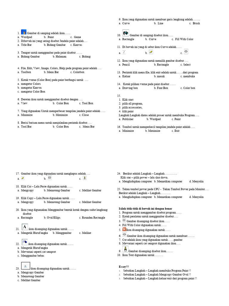 Bahan Belajar PTS Tik Genap KLS 2 2024 | PDF | Griya & Taman | Seni