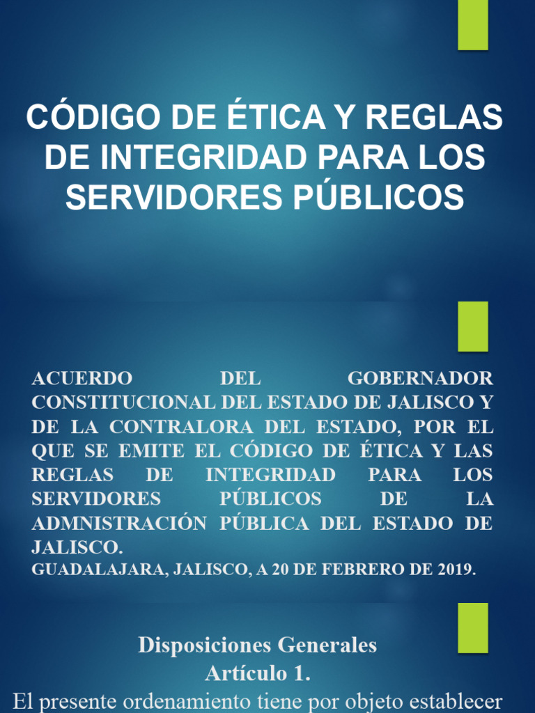 Presentacion Codigo Etica y de Integridad | PDF | Administración Pública | Responsabilidad