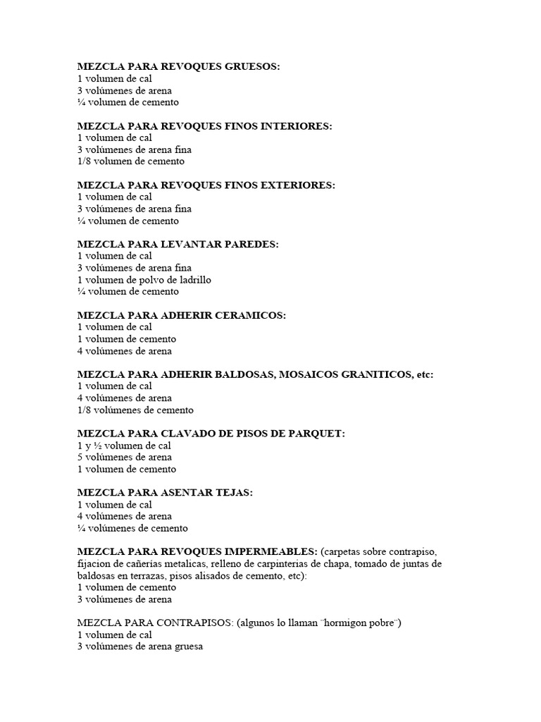 Mezclas para Revoques y Construcción | PDF | Tecnología