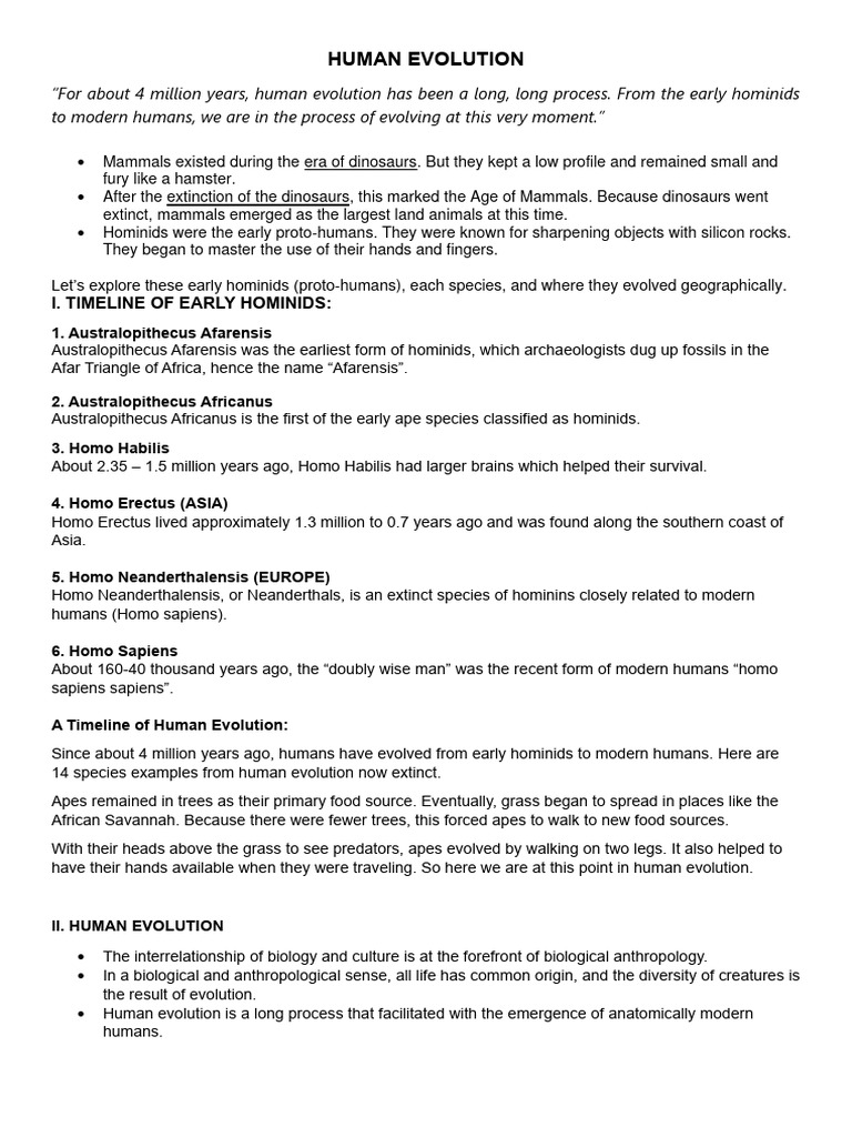 Lesson 7 Ucsp | PDF | Homo | Human Evolution