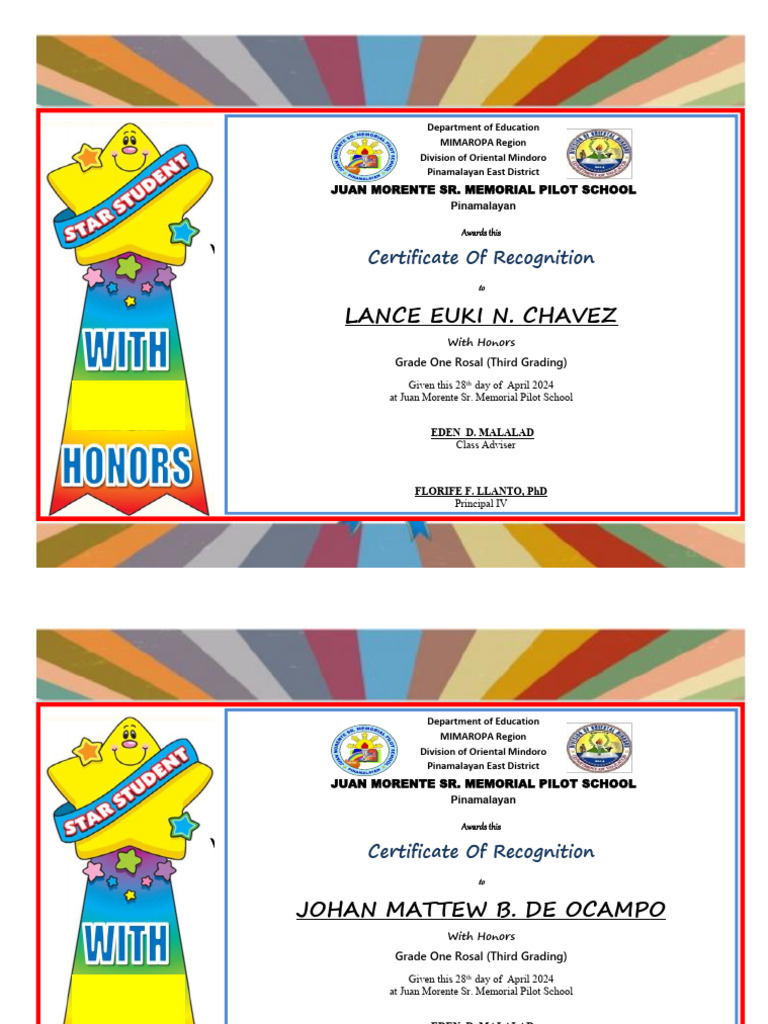 ROSAL CERTIFICATE OF RECOGNITION 2024 | PDF