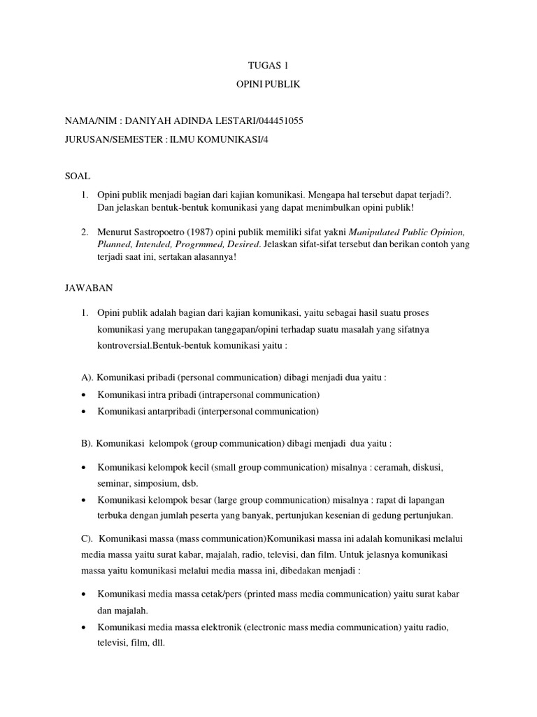 Tugas 1 Opini Publik | PDF