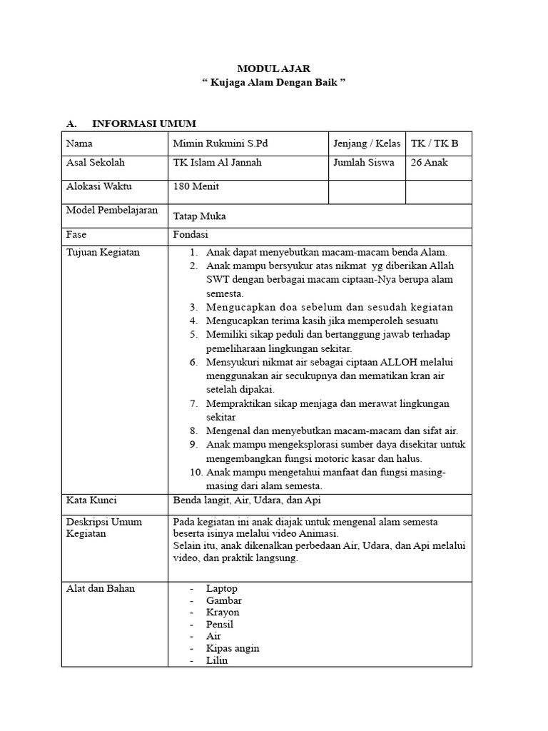 Modl Ajar Alam Pdf
