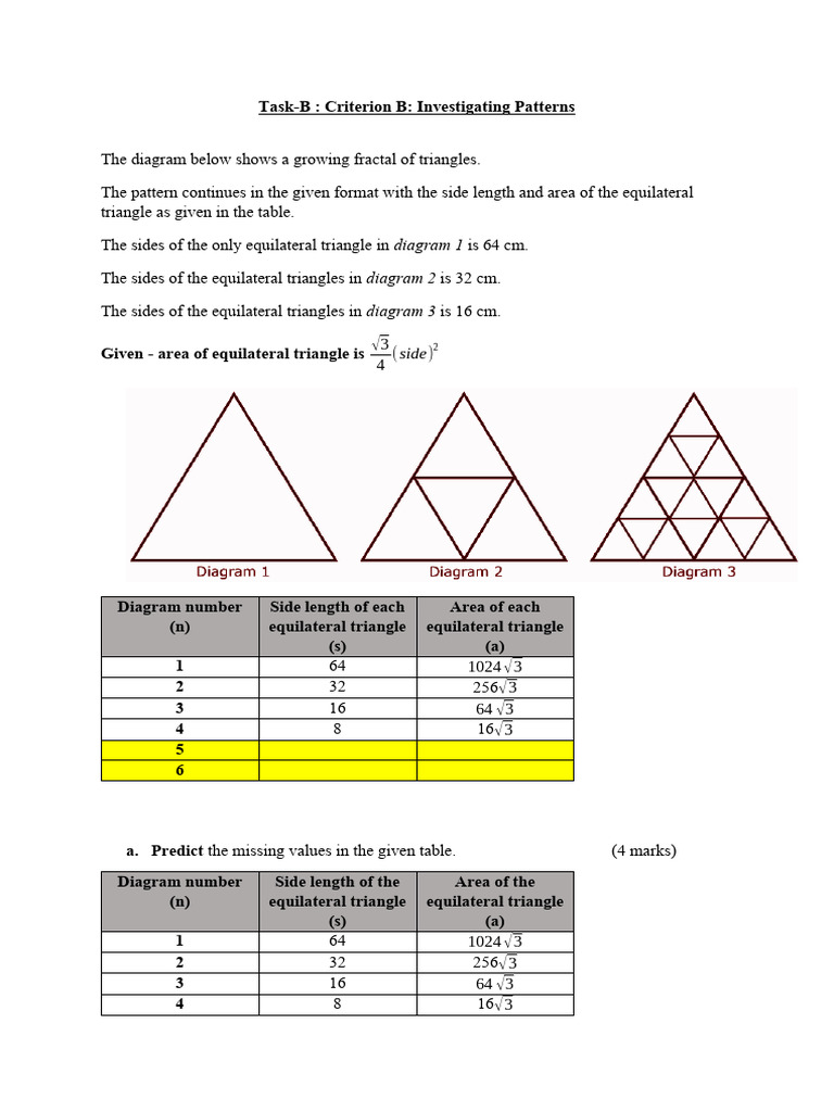 Geometric Pattern Criterion B Maths | PDF | Area | Triangle