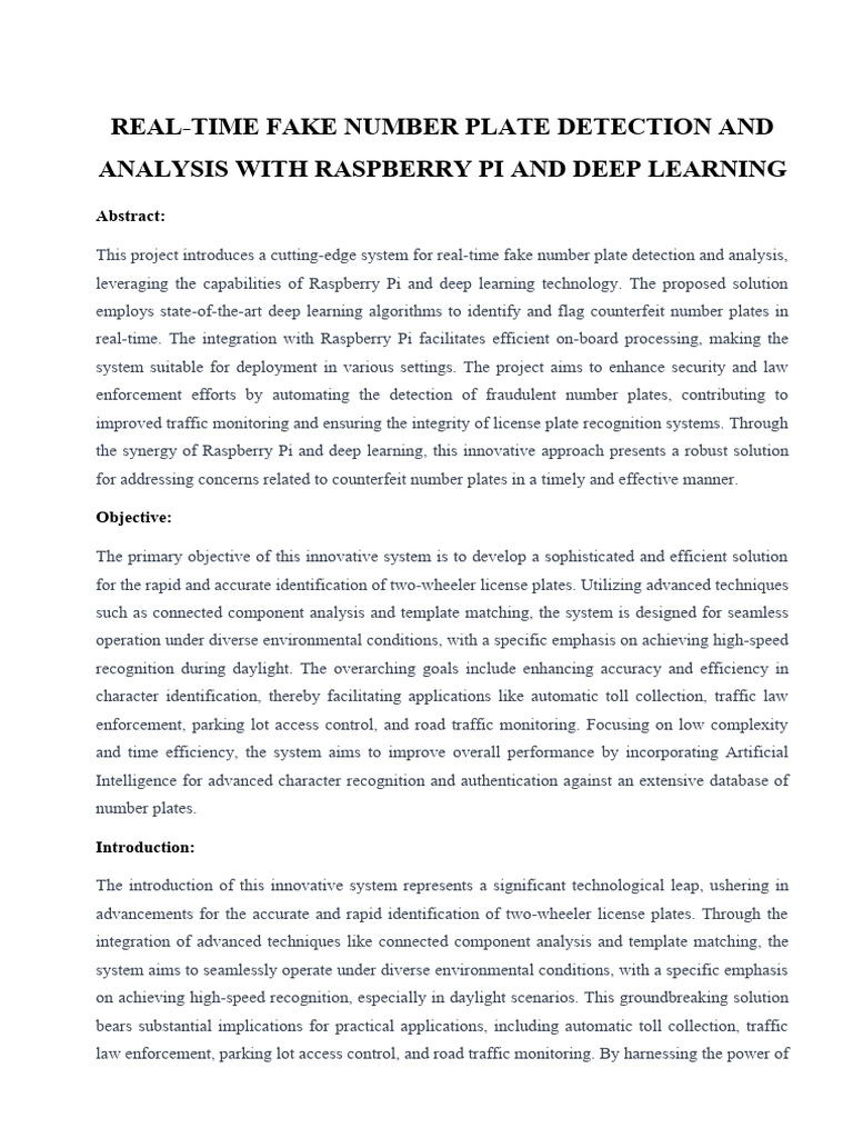 Report-Real-Time Fake Number Plate Detection and Analysis With ...