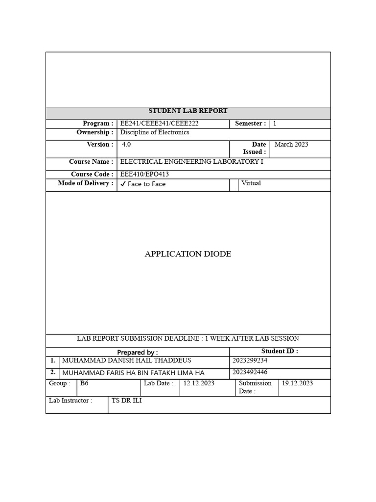 ELECTRICAL ENGINEERING LAB E4 SEM 1 UiTM | PDF | Rectifier | Electrical ...