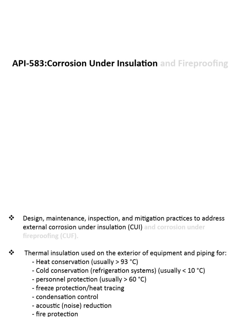 API-583:Corrosion Under Insulation: and Fireproofing | PDF | Pipe ...