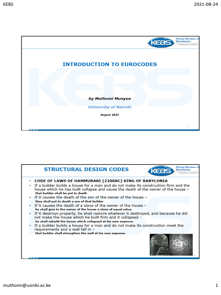 KEBS Eurocode 0 - Training 2021-08-22 | PDF | Reliability Engineering | Engineering