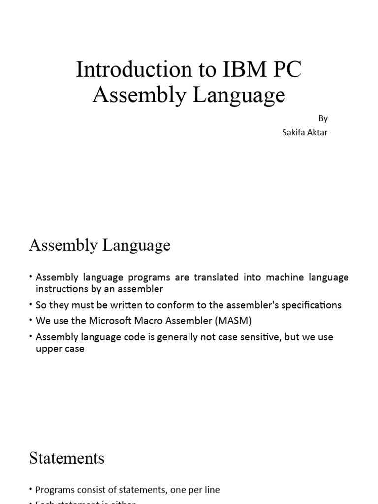 Intro To Assembly Language | PDF | Assembly Language | Computer Hardware Intro To Assembly Language | PDF | Assembly Language | Computer Hardware