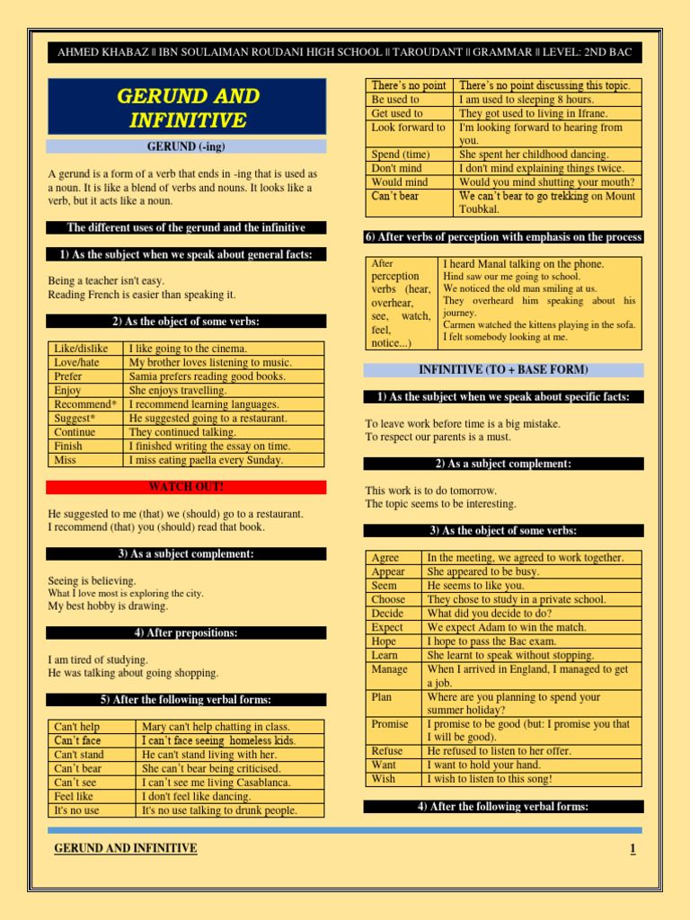 Gerund and Infinitive | PDF | Verb | Linguistic Typology