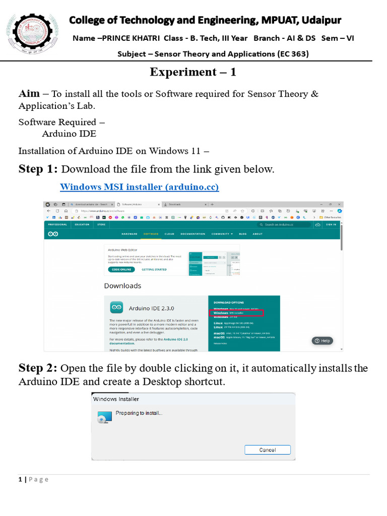 Experiment - 1: Download The File From The Link Given Below | PDF ...