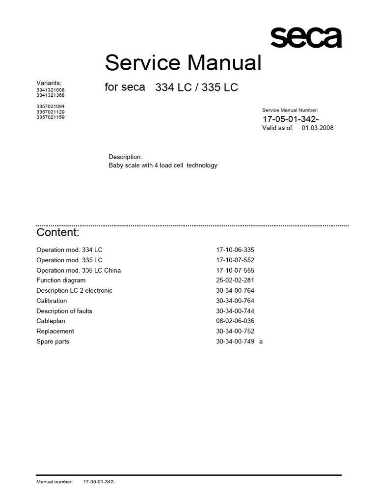 Service Manual: For Seca 334 LC / 335 LC | PDF | Flash Memory | Computer Memory