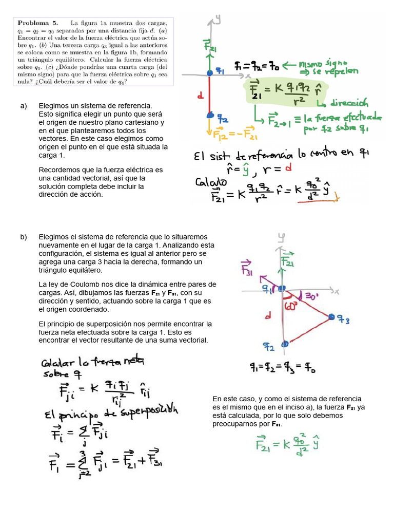 Ejemplo Ley de Coulomb | Descargar gratis PDF | Vector Euclidiano | Fuerza