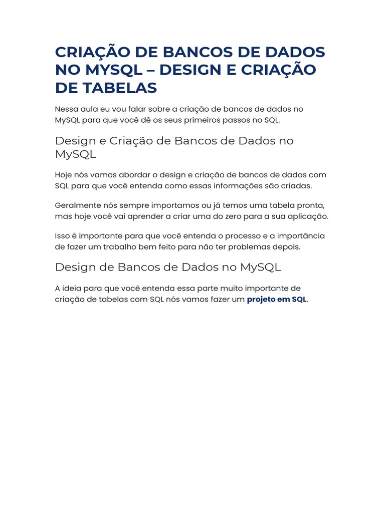 Introdução ao MySQL para Iniciantes | PDF | Bancos de dados | Tabela ...