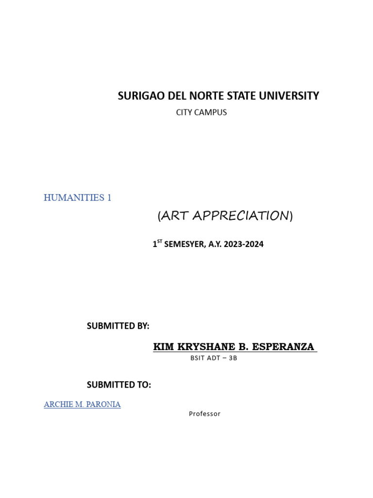 Surigao Del Norte State University: (Art Appreciation) | Download Free ...