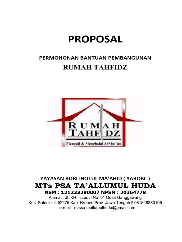 Proposal Rumah Tahfidz Mts Psa | PDF