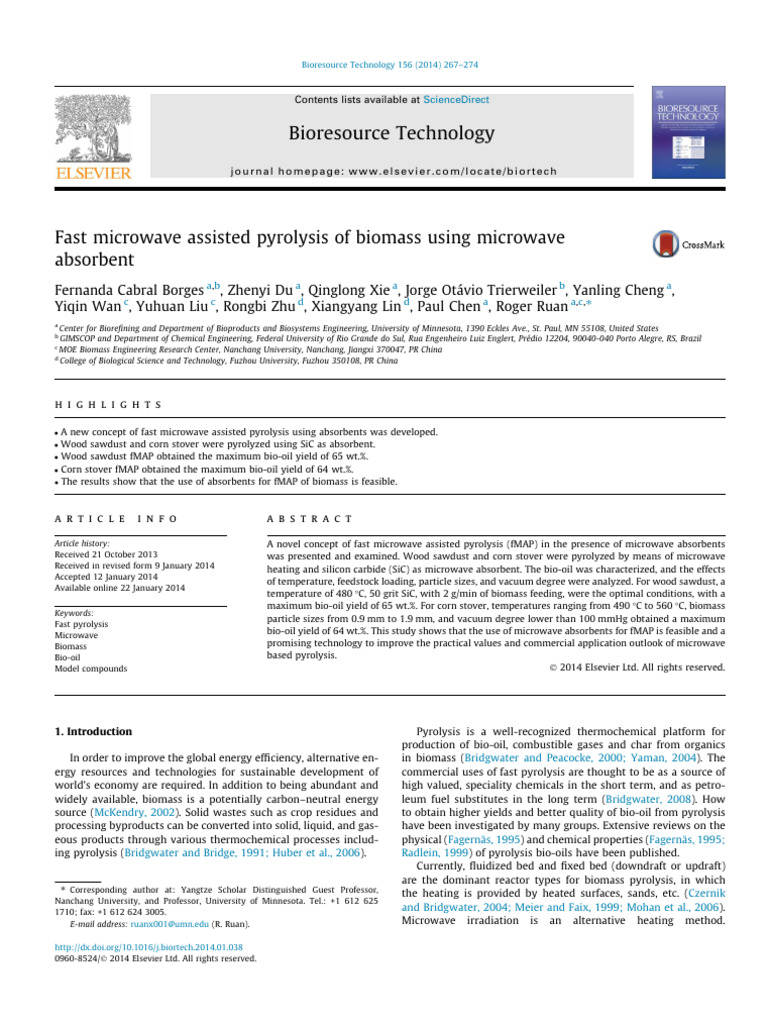 Fast Microwave Assisted Pyrolysis of Bio | PDF | Pyrolysis | Physical Sciences