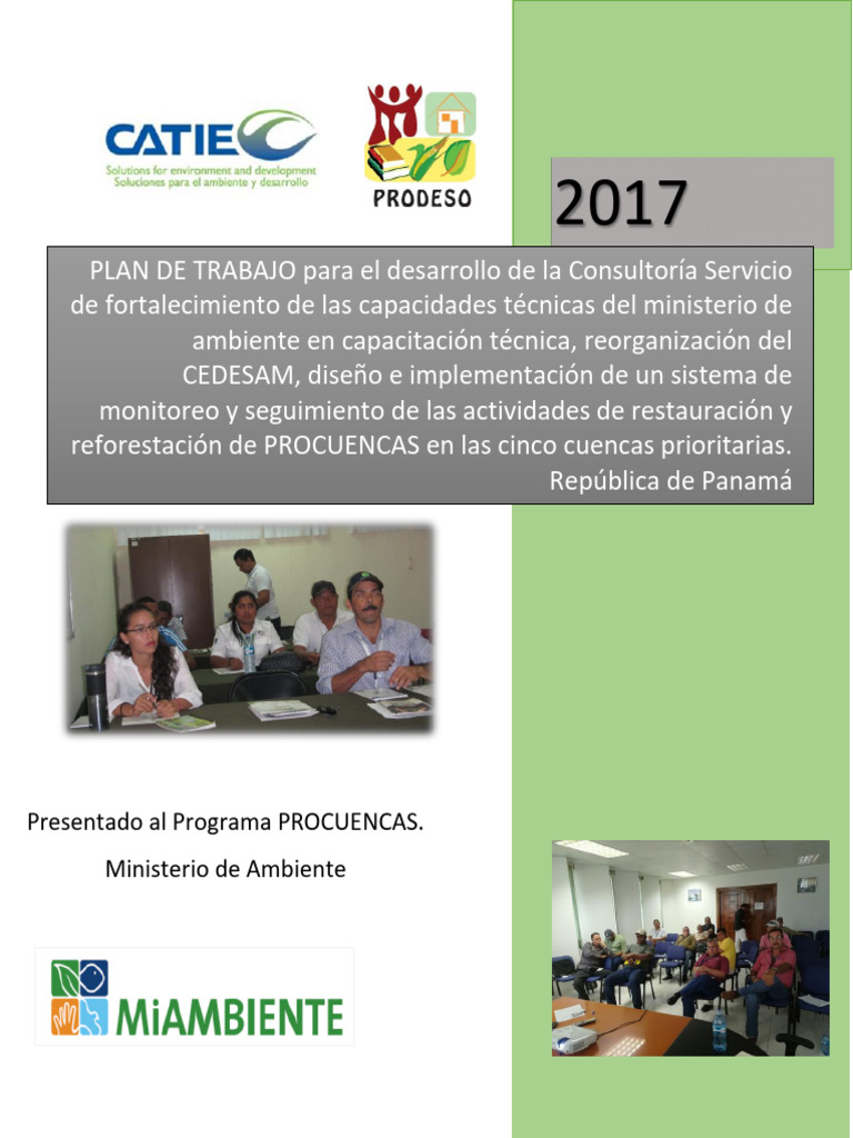 Plan de Trabajo 2017 Procuencas - Catie | PDF | Evaluación | Business
