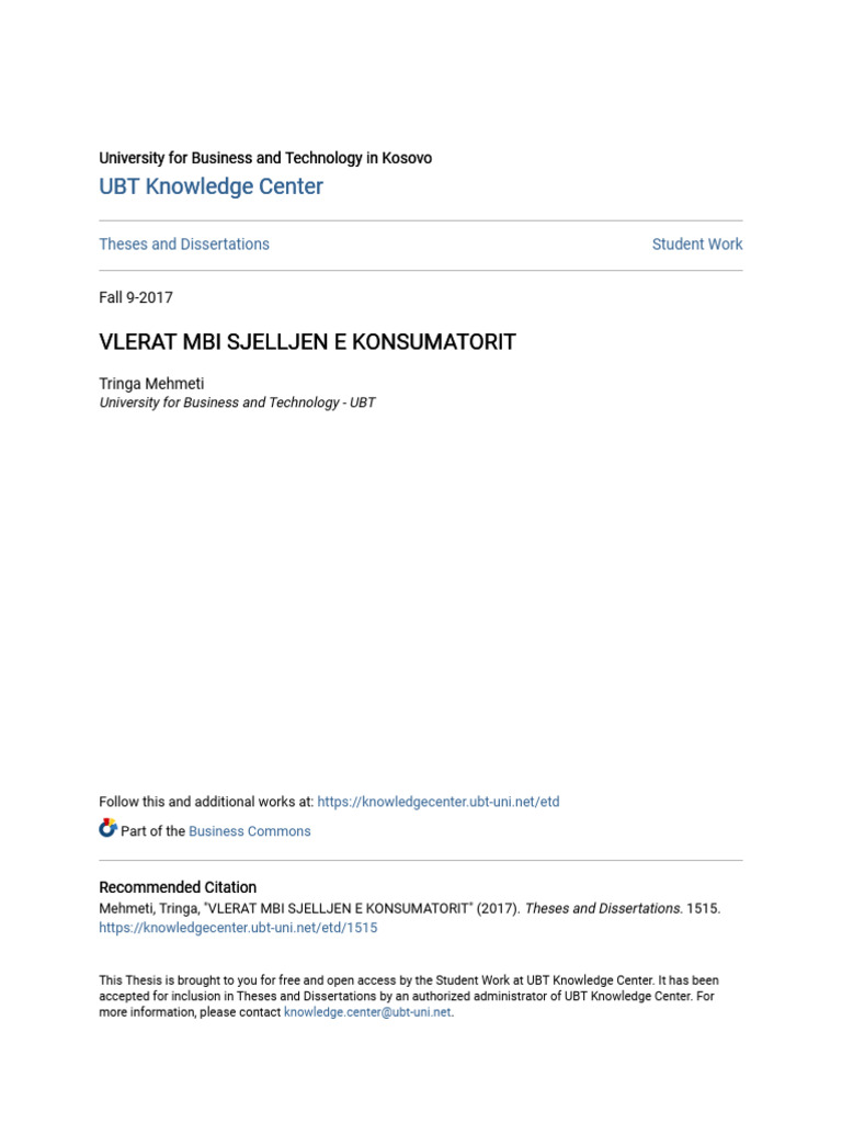 Vlerat Mbi Sjelljen e Konsumatorit | PDF