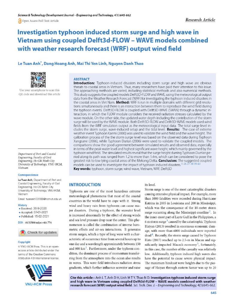 View of Investigation Typhoon Induced Storm Surge and High Wave in Vietnam Using Coupled Delft3d ...