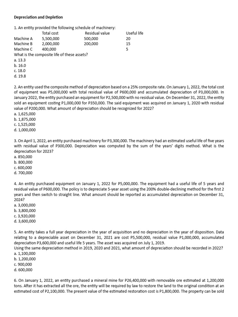 Depreciation and Depletion Methods Explained | PDF | Depreciation | Mining