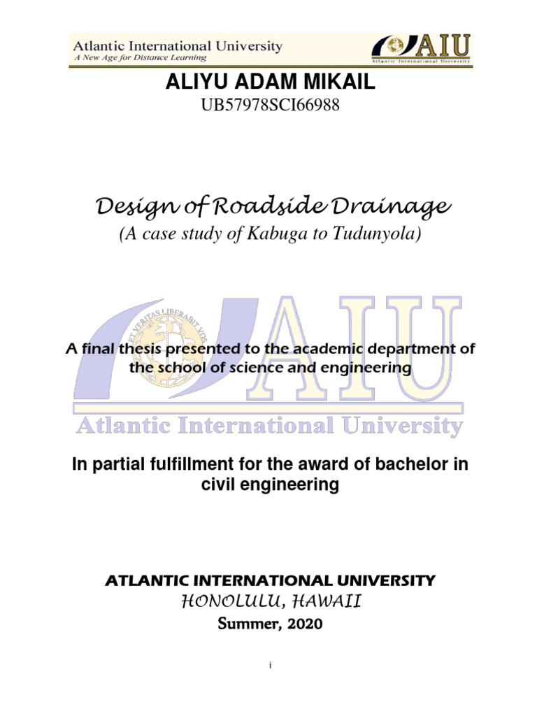 Final Thesis (Researched On Designing Roadside Drainage) | Download Free PDF | Earth Sciences ...