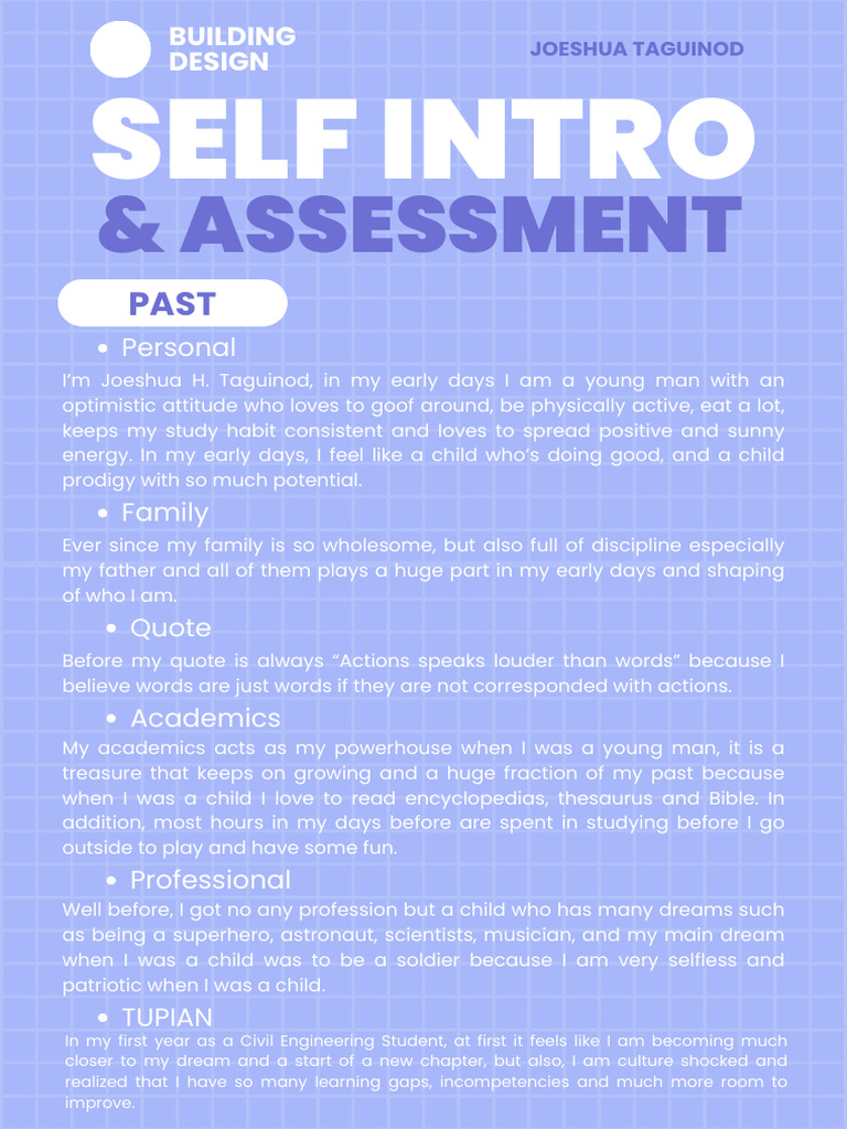 Taguinod - Self Intro & Assessment | PDF