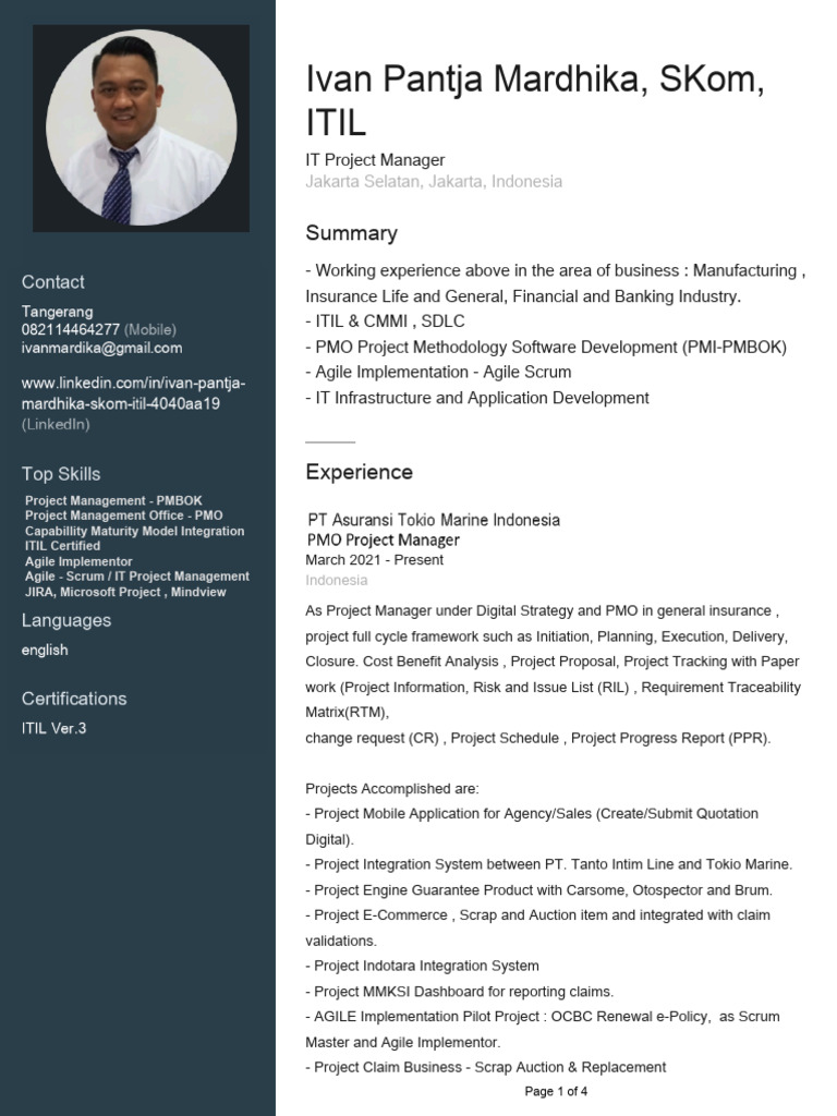 Profile Ivan Pantja Mardhika PMO Project MGR | Download Free PDF | Agile Software Development ...