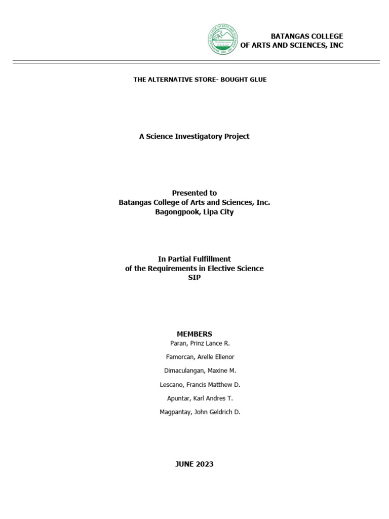 SIP FINAL OUTPUT - 6.rfgg | PDF | Adhesive | Sodium Bicarbonate