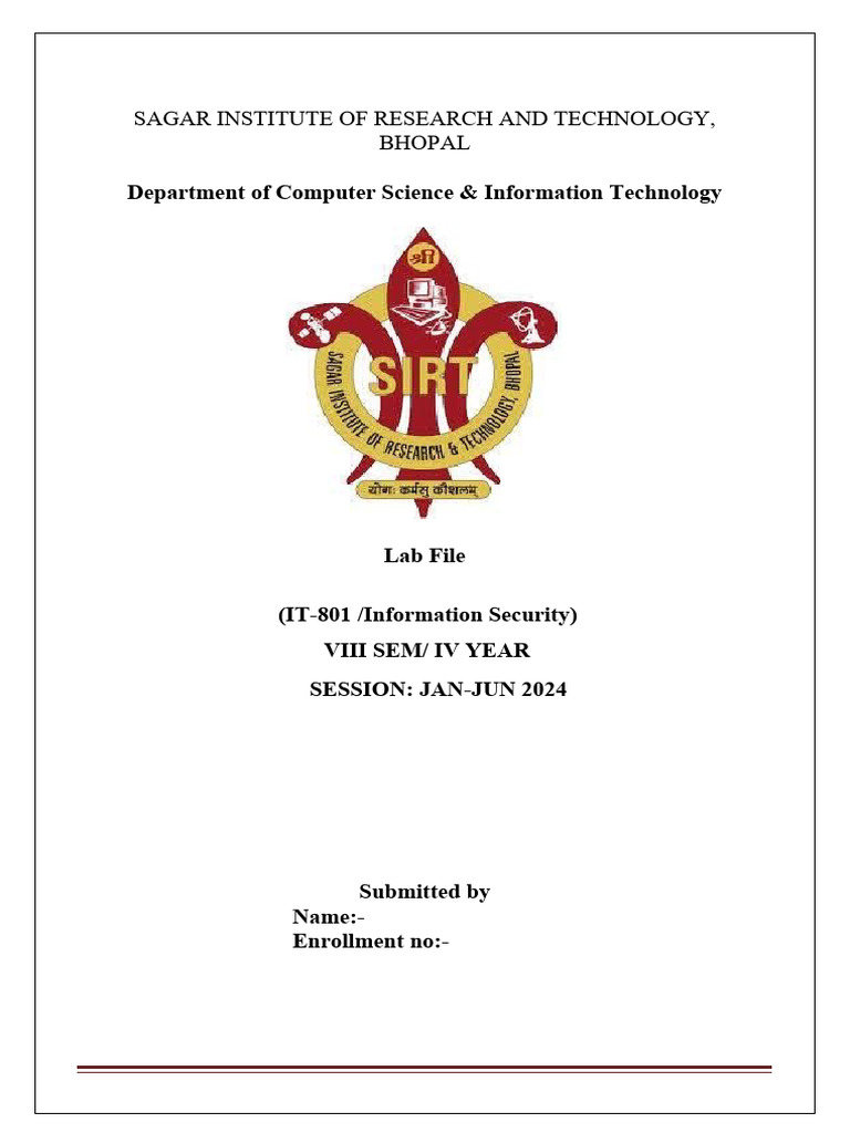 IT-801 Information Security Lab File | PDF | Cryptography | Key (Cryptography)