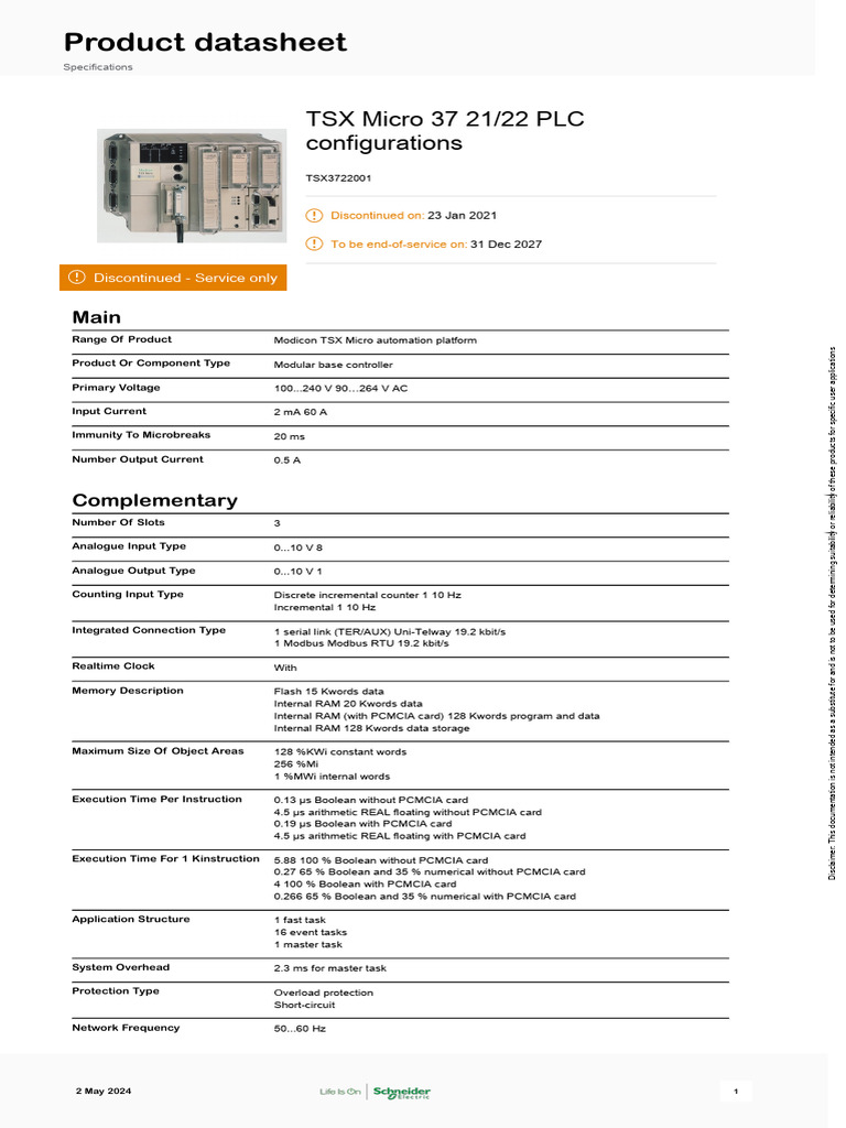 TSX Micro 3722 PLC Service Notification | PDF | Programmable Logic ...