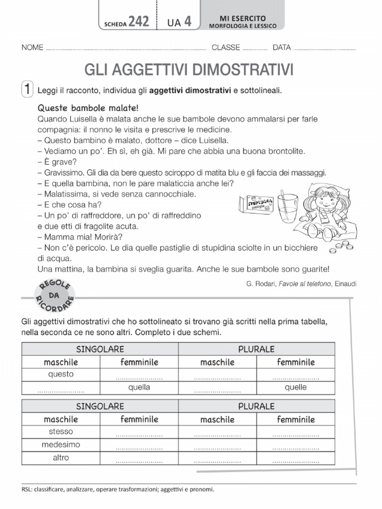 Aggettivi Dimostrativi 1 | PDF
