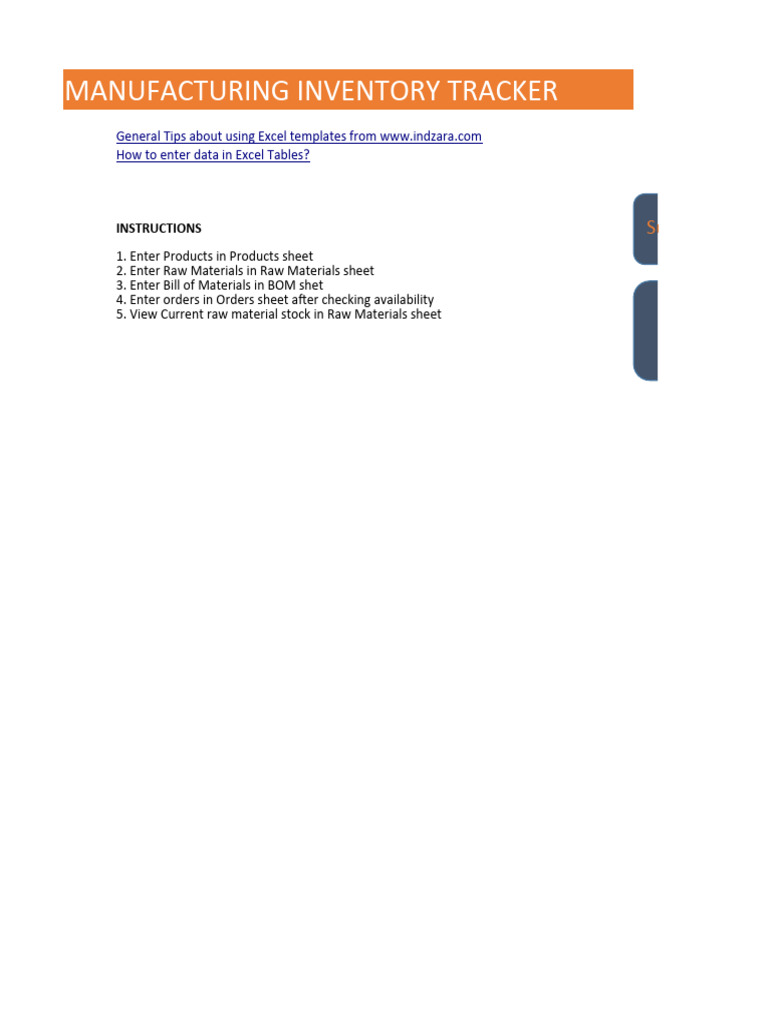 Excel Manufacturing Inventory Tracker | PDF