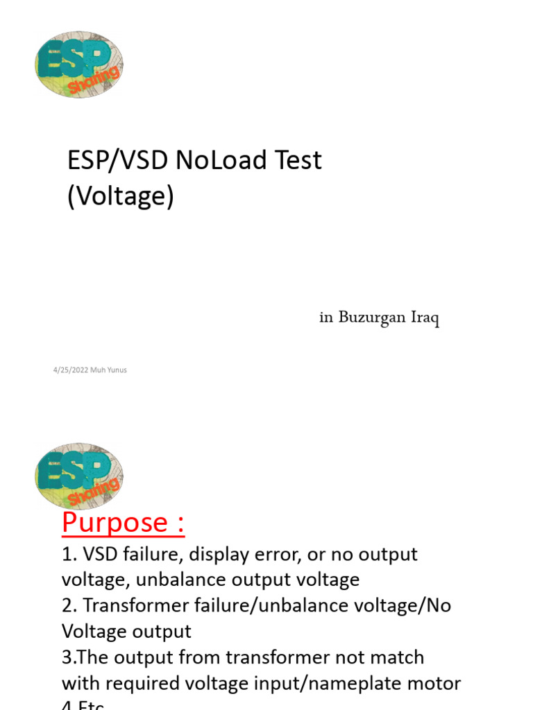 ESP-VSD NoLoad Test | PDF