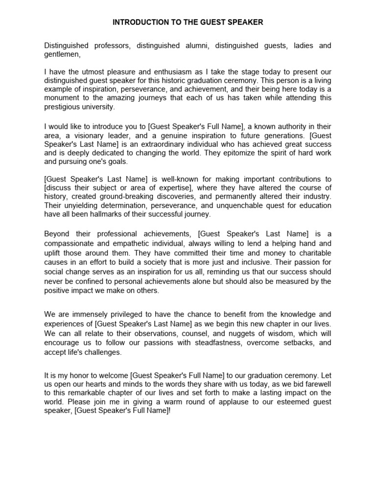 Introduction To Guest Speaker | PDF | Career & Growth | Social Science