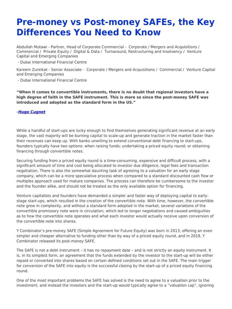 Pre-Money Vs Post-Money SAFEs, The Key Differences You Need To Know ...