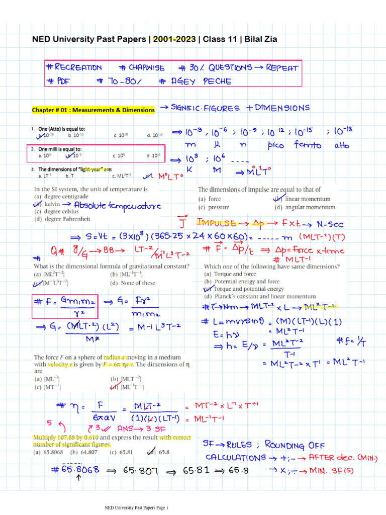 Physics Exam Prep for Class 11 | PDF | Force | Waves