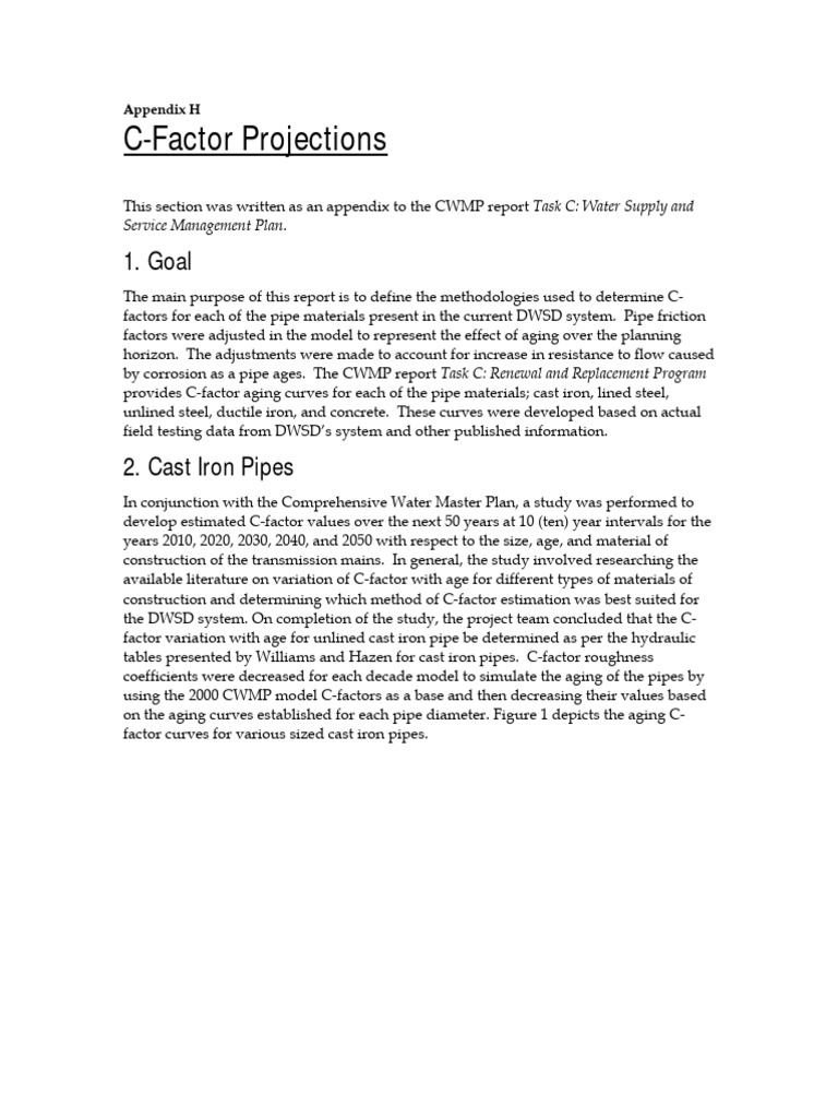 Detroit C-Factor Projections Appendix H | PDF | Pipe (Fluid Conveyance ...
